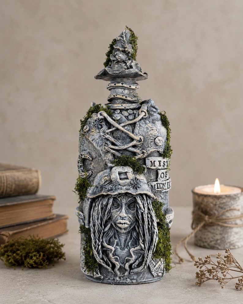 Handmade Witch Bottle Potion Decor: Gothic Halloween Spooky Shelf ...