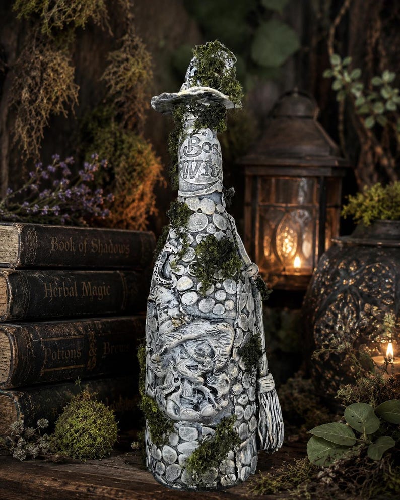Handmade Boss Witch Bottle, Gothic Apothecary Halloween Decor,dark ...