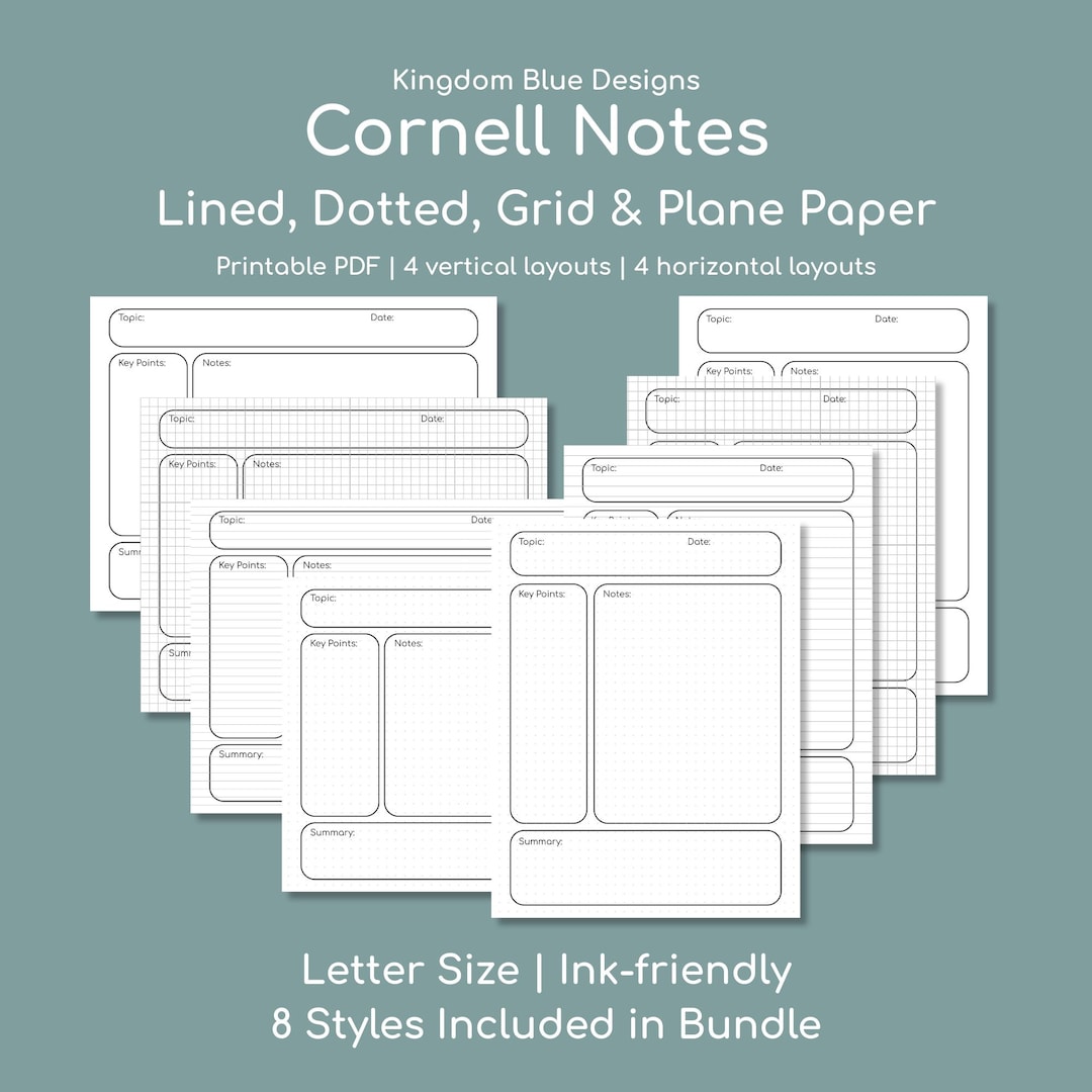 Cornell Notes Bundle | Standard Edition | Study Template With Topic ...