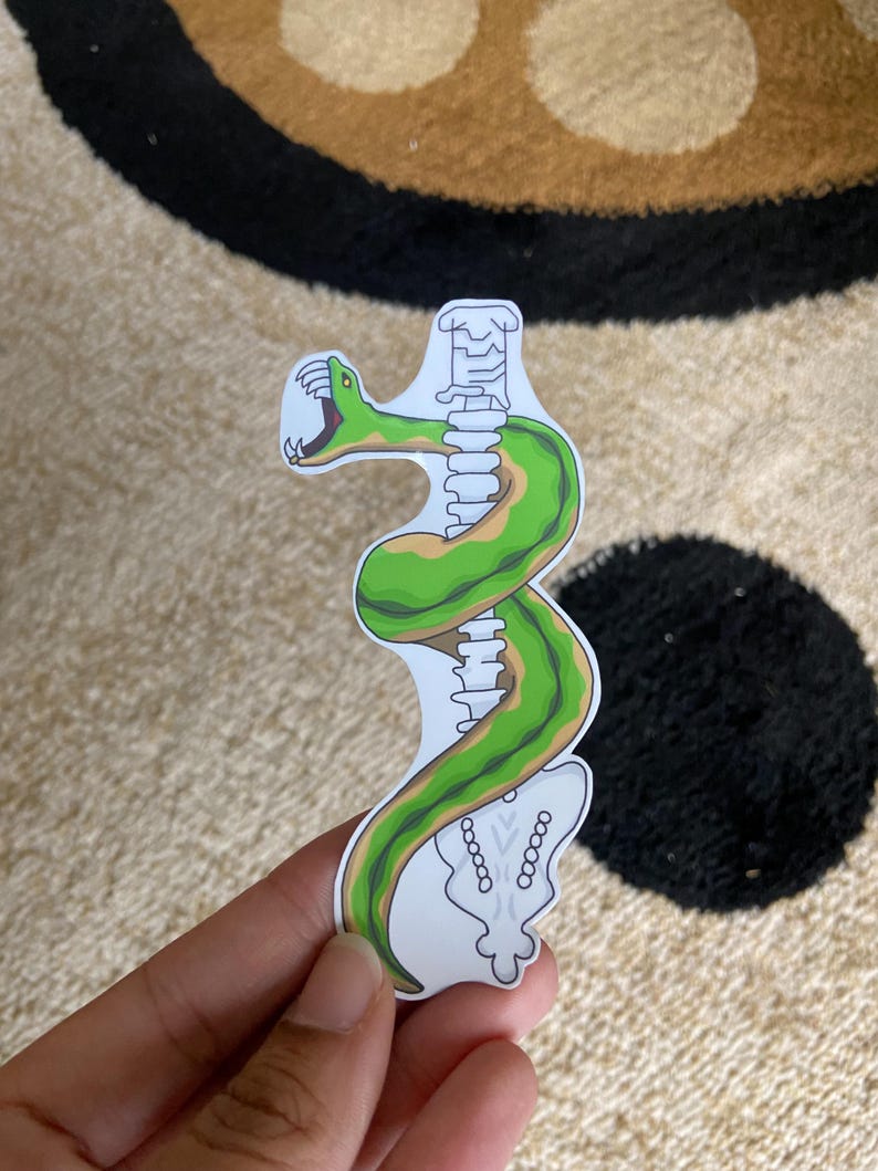Snake Wrapped Around Spine Sticker, Gloss Vinyl Laminated Sticker, 4.5 ...