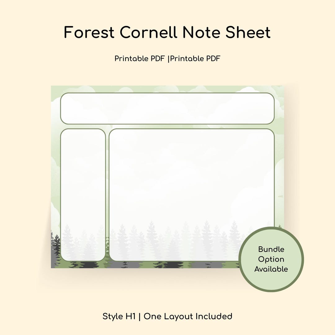 Forest Cornell Plain Note Horizontal PDF | Study & Note-taking Sheet ...