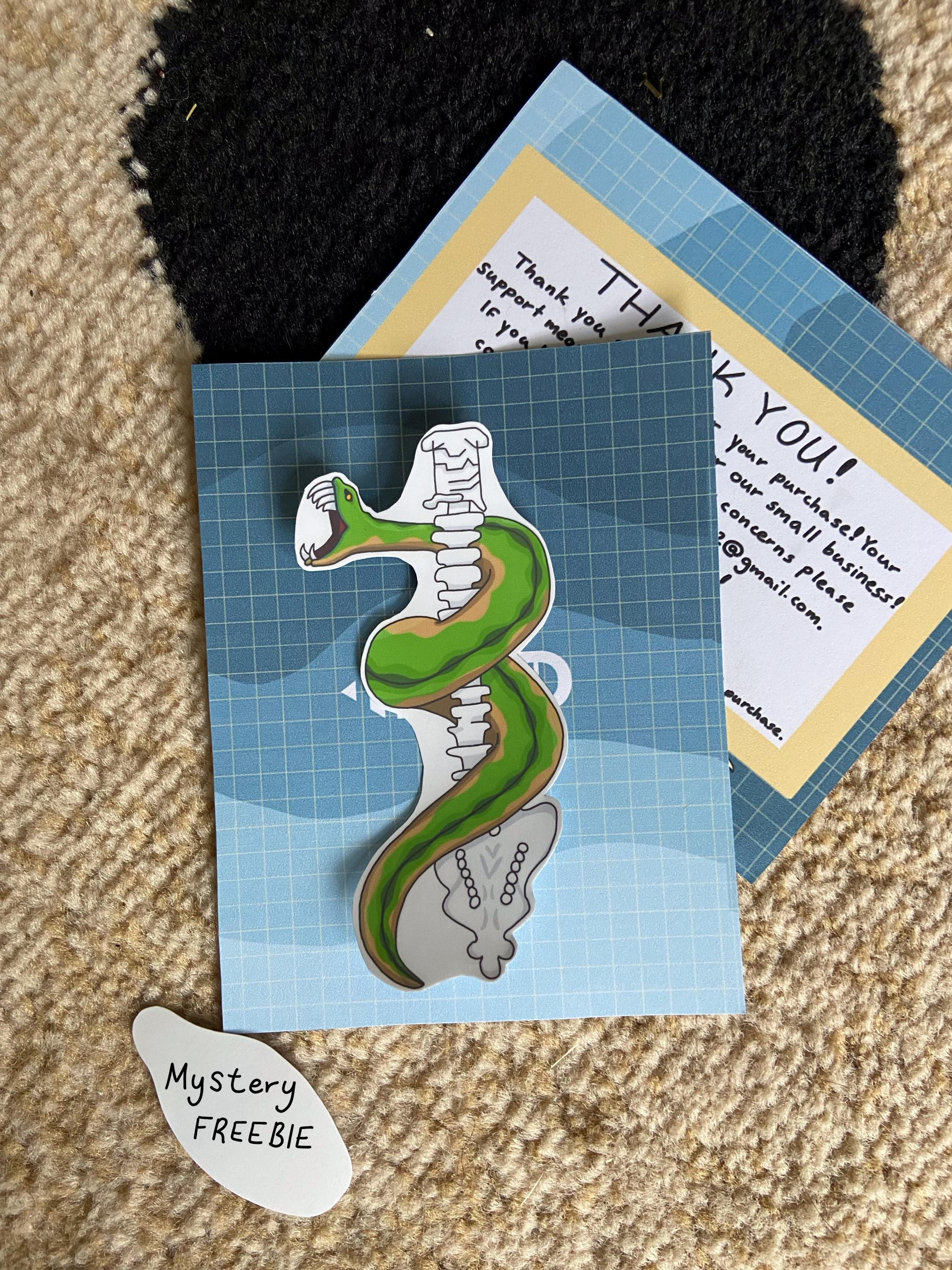 Snake Wrapped Around Spine Sticker, Gloss Vinyl Laminated Sticker, 4.5 ...