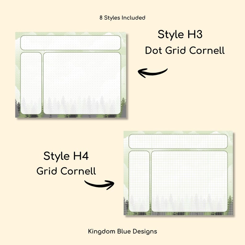 Forest Cornell Notes Horizontal Bundle PDF | Study & Note-taking Sheet ...