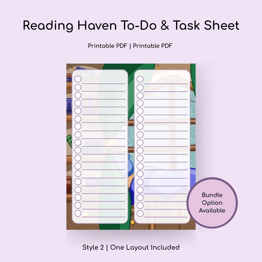 Reading Haven To-do & Task List Sheet PDF | Split List Template ...