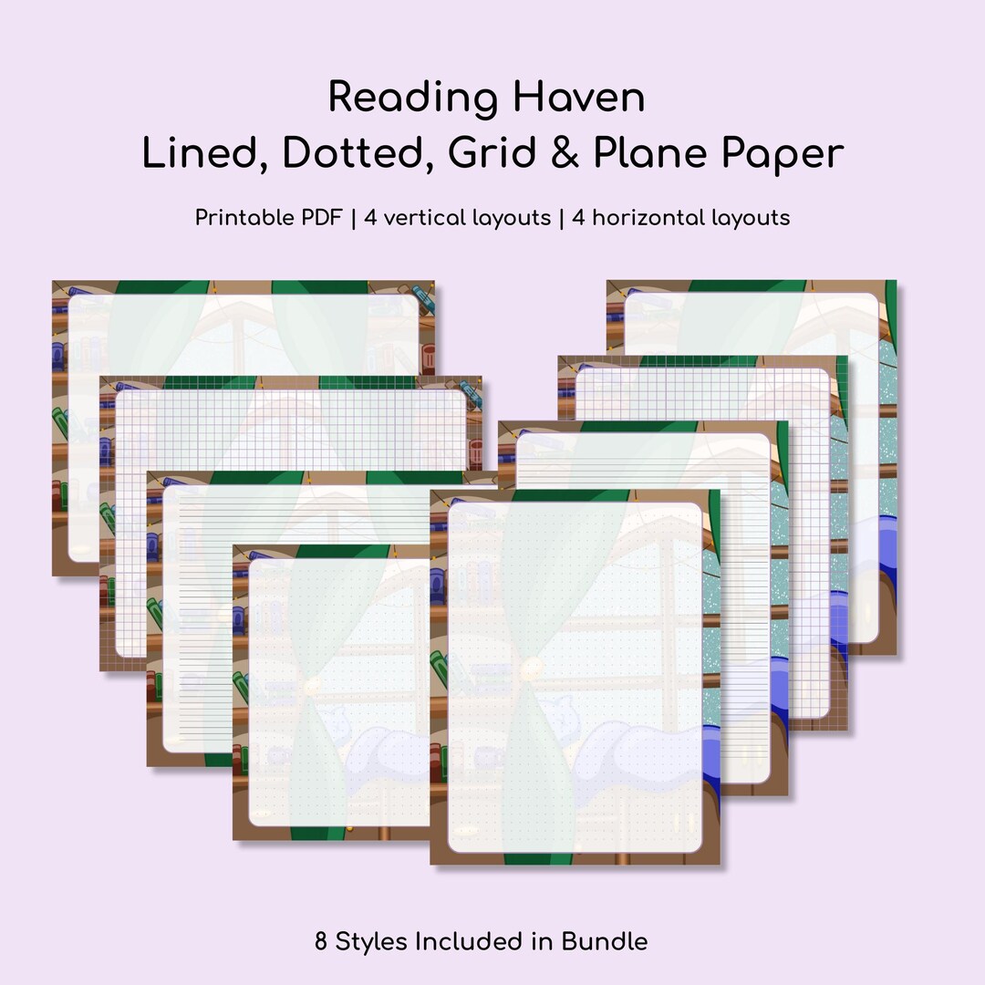 Reading Haven Note Paper Bundle PDF | Includes Dot Grid, Lined, Plain ...
