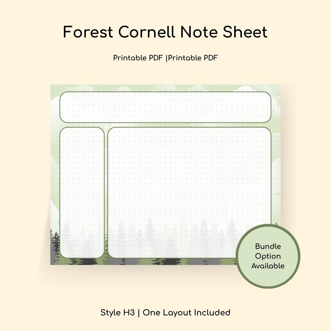 Forest Cornell Dot Grid Note Horizontal PDF | Study & Note-taking Sheet ...