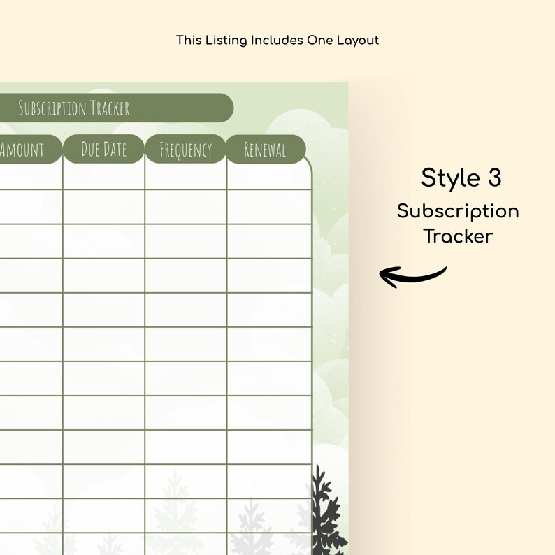Forest Subscription Tracker PDF | Track Where Your Money Goes Each ...