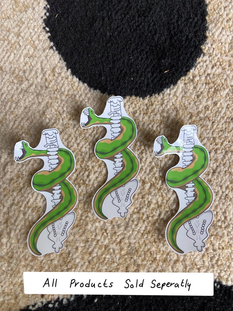 Snake Wrapped Around Spine Sticker, Gloss Vinyl Laminated Sticker, 4.5 ...