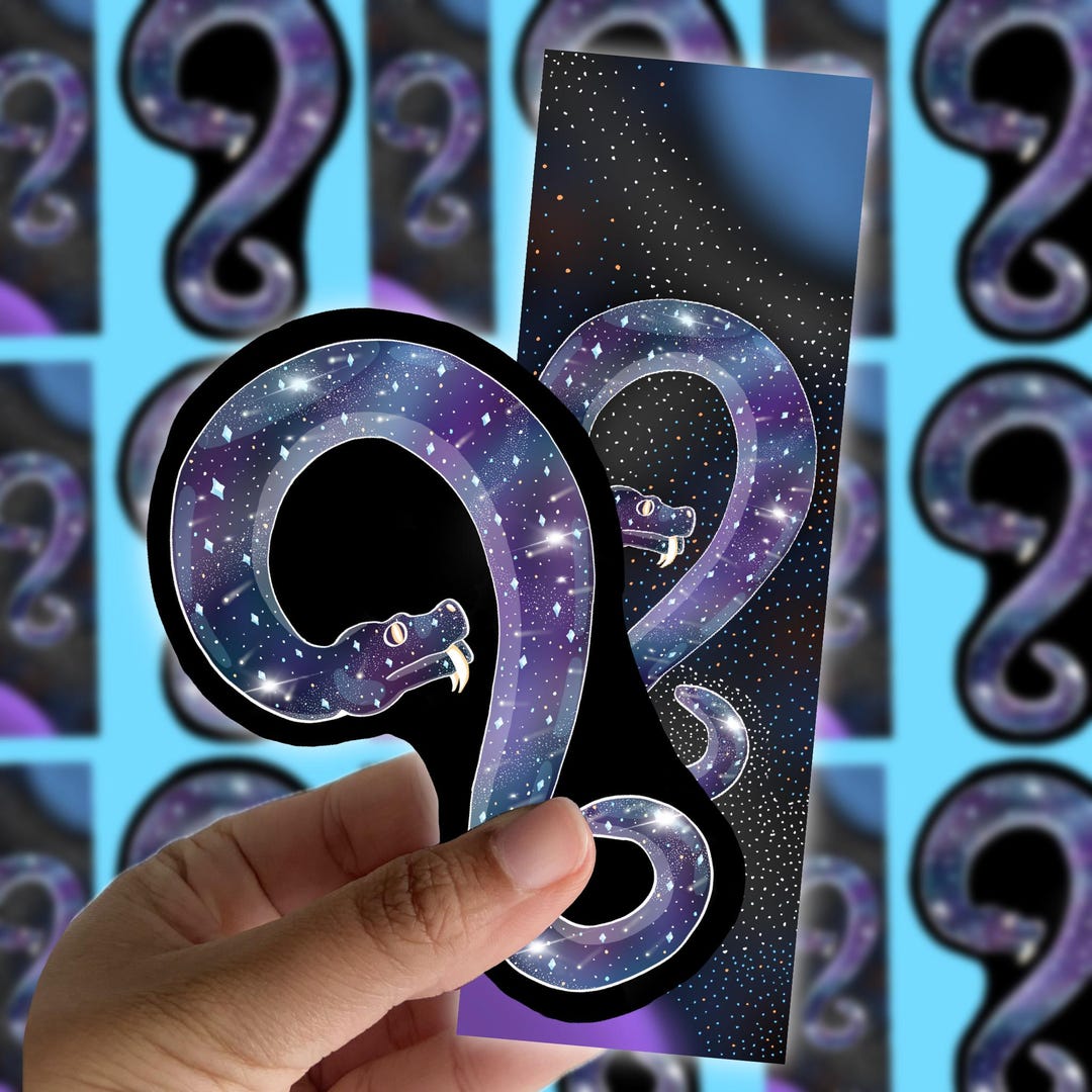 Cosmic Snake JUMBO Sticker and Cosmic Slithering Bookmark, Bookmark and ...