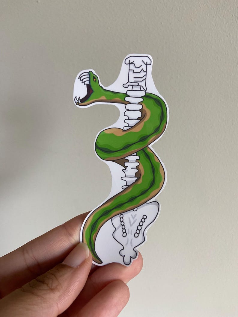 Snake Wrapped Around Spine Sticker, Gloss Vinyl Laminated Sticker, 4.5 ...