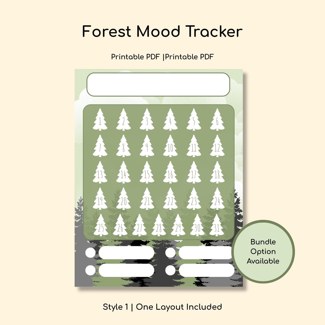 Forest Mood Tracker PDF | Customizable Mood Tracking Sheet | Emotion ...