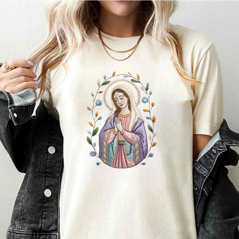 Virgin Mary Embroidery Design Religious Embroidery Catholic Embroidery ...