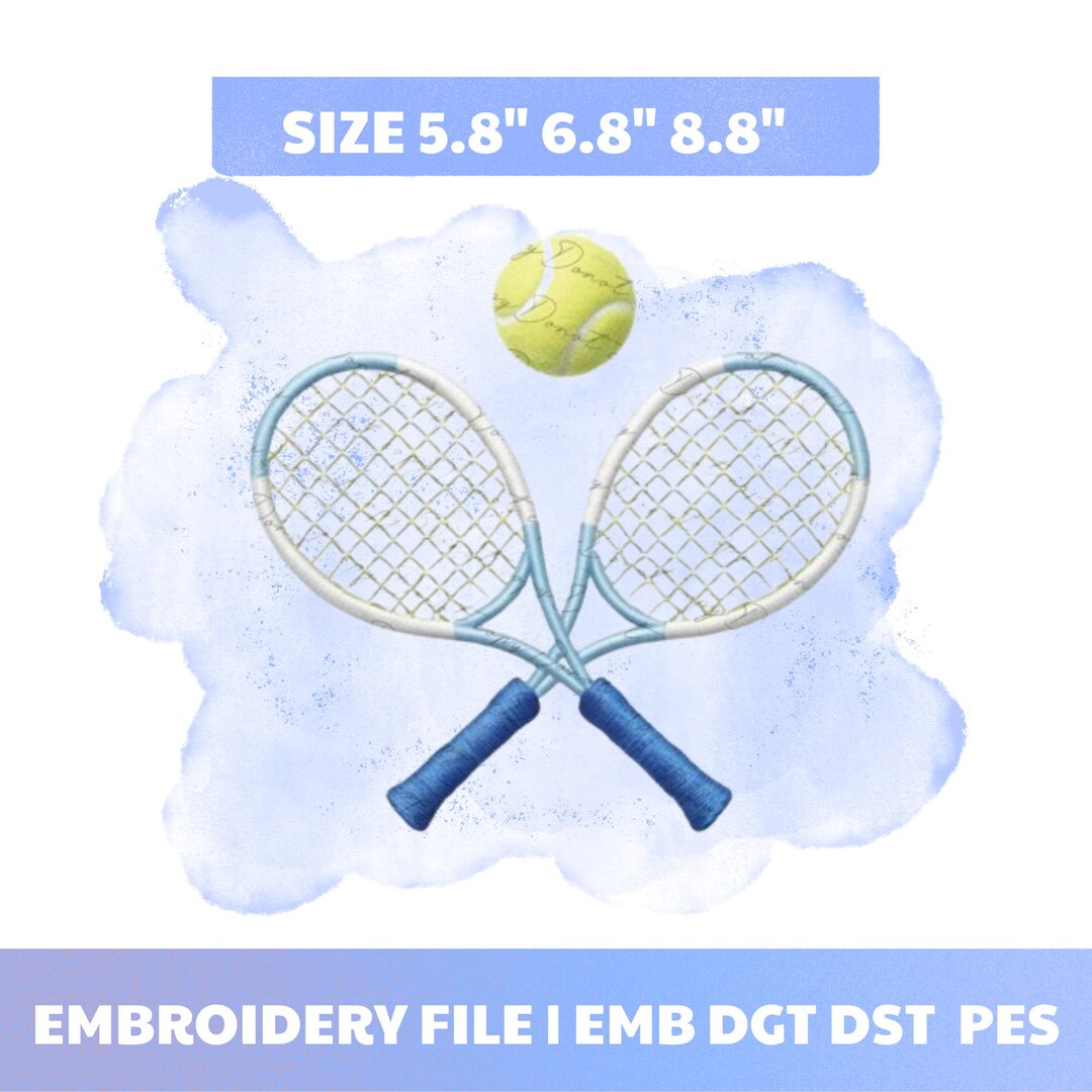 Tennis Rackets Embroidery Design With Ball Sports Machine Embroidery ...