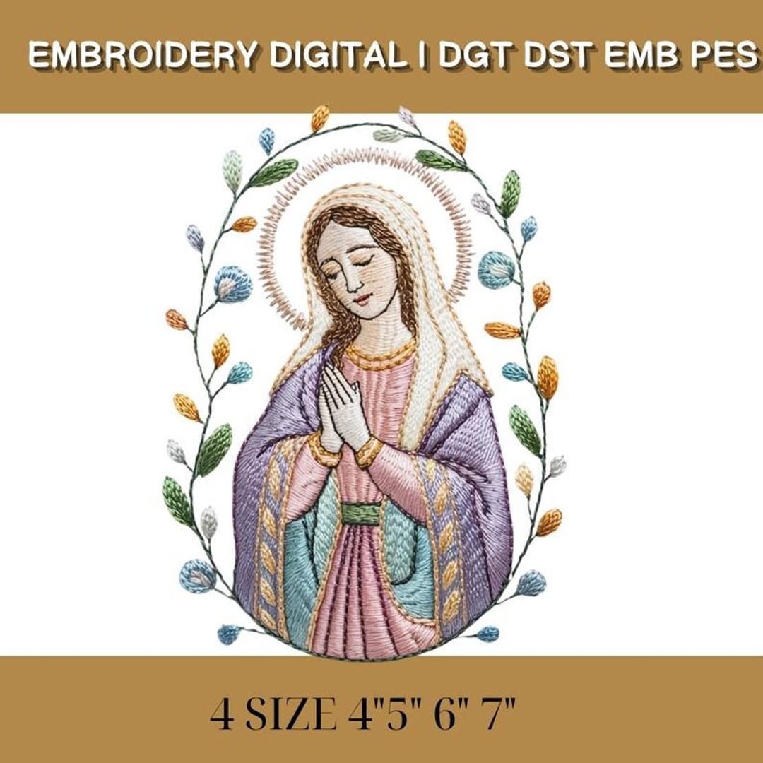 Virgin Mary Embroidery Design Religious Embroidery Catholic Embroidery ...