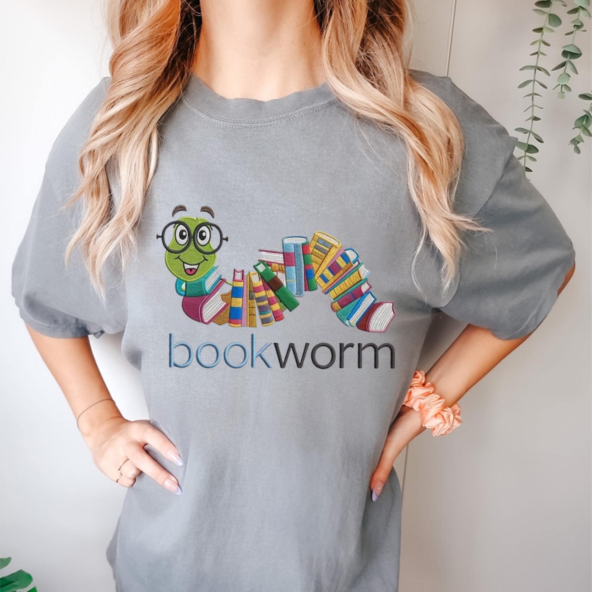 Cute Bookworm Embroidery Design for Kids and Book Lovers, Fun Reading ...