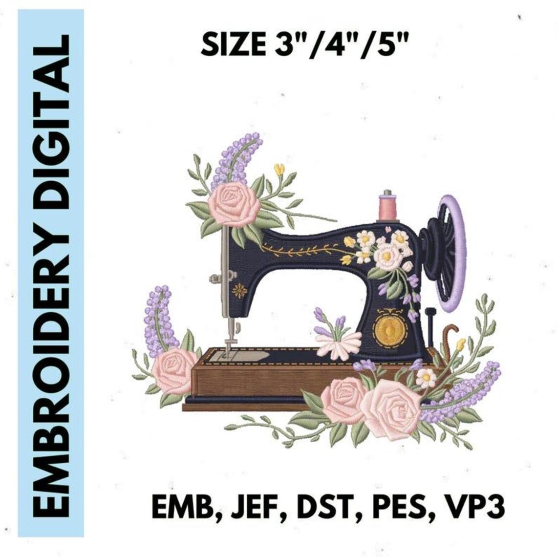 Vintage Sewing Machine Embroidery Design, Floral Stitch Pattern for ...