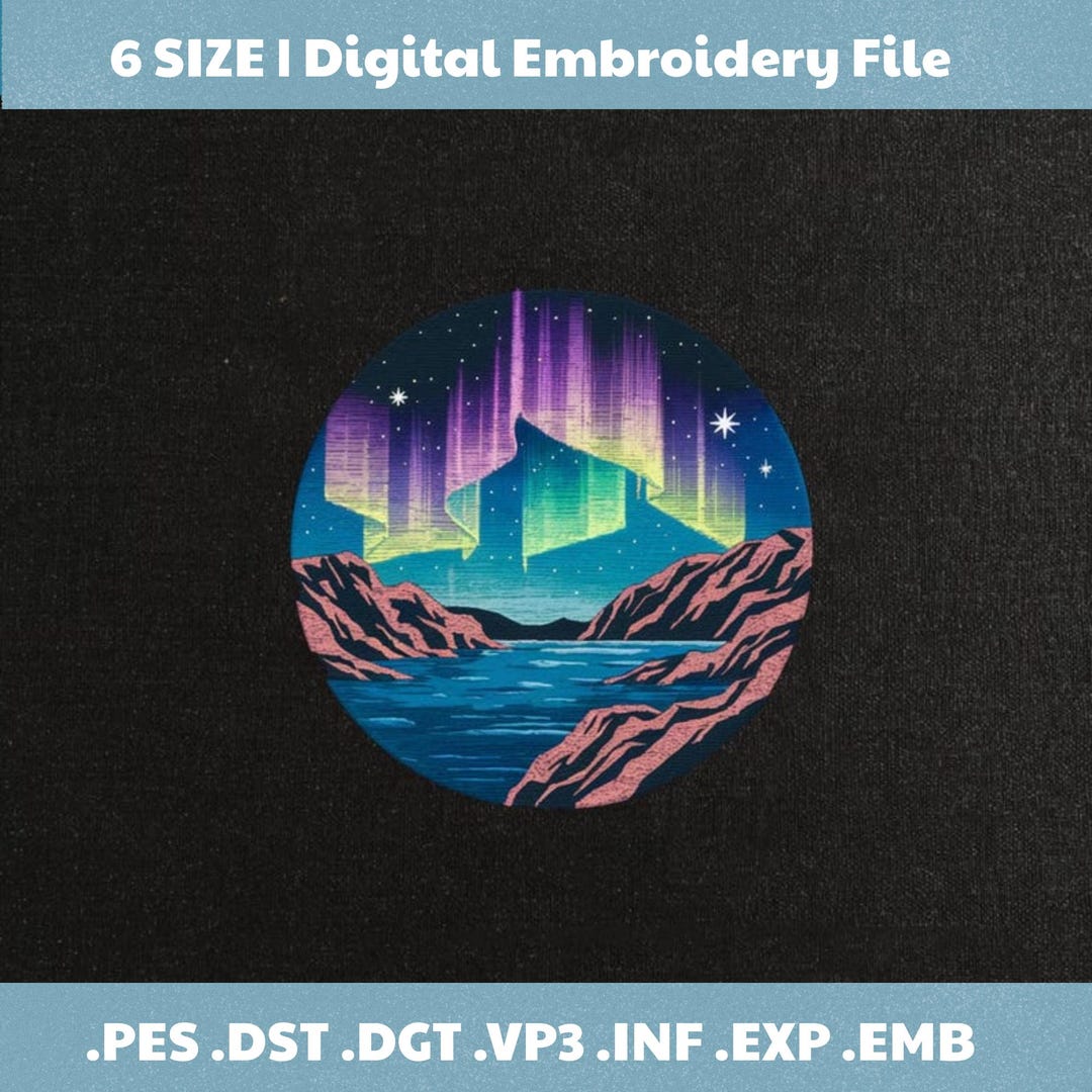 Aurora Borealis Embroidery Design: Northern Lights Machine Pattern ...