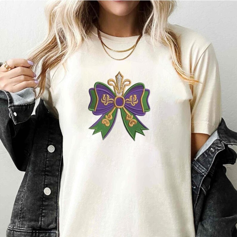 Side Bow Embroidery Design Fancy Ribbon Embroidery Pattern Shirt Side ...