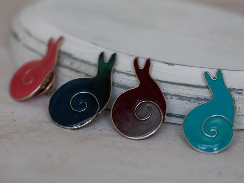 Snail Pin - Blue - Etsy
