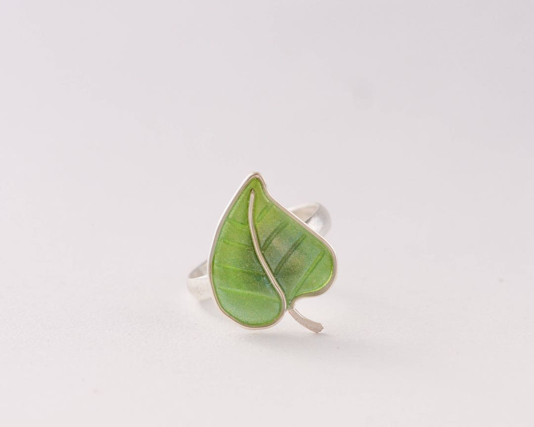 Adjustable Ring - Forest Green Leaf - Etsy