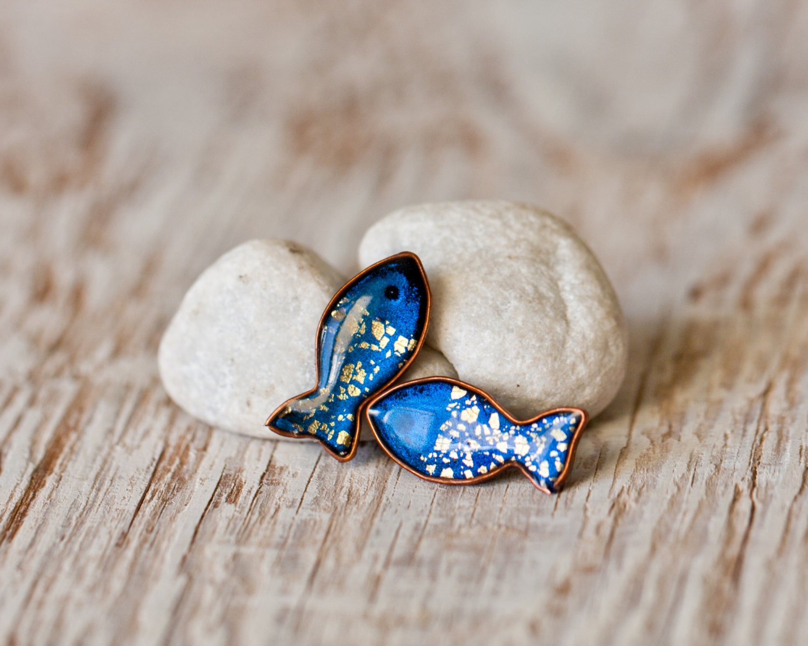 Studs Indigo Fish - Etsy