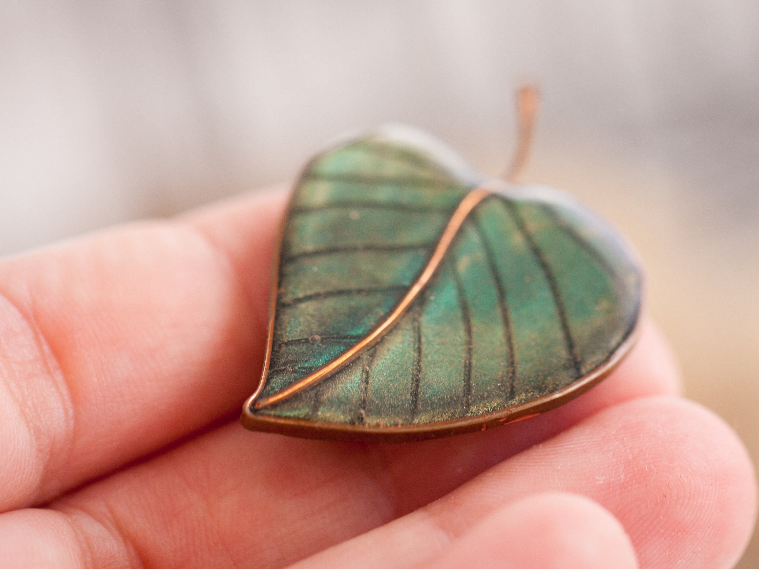 Dark Green Leaf Brooch | Etsy