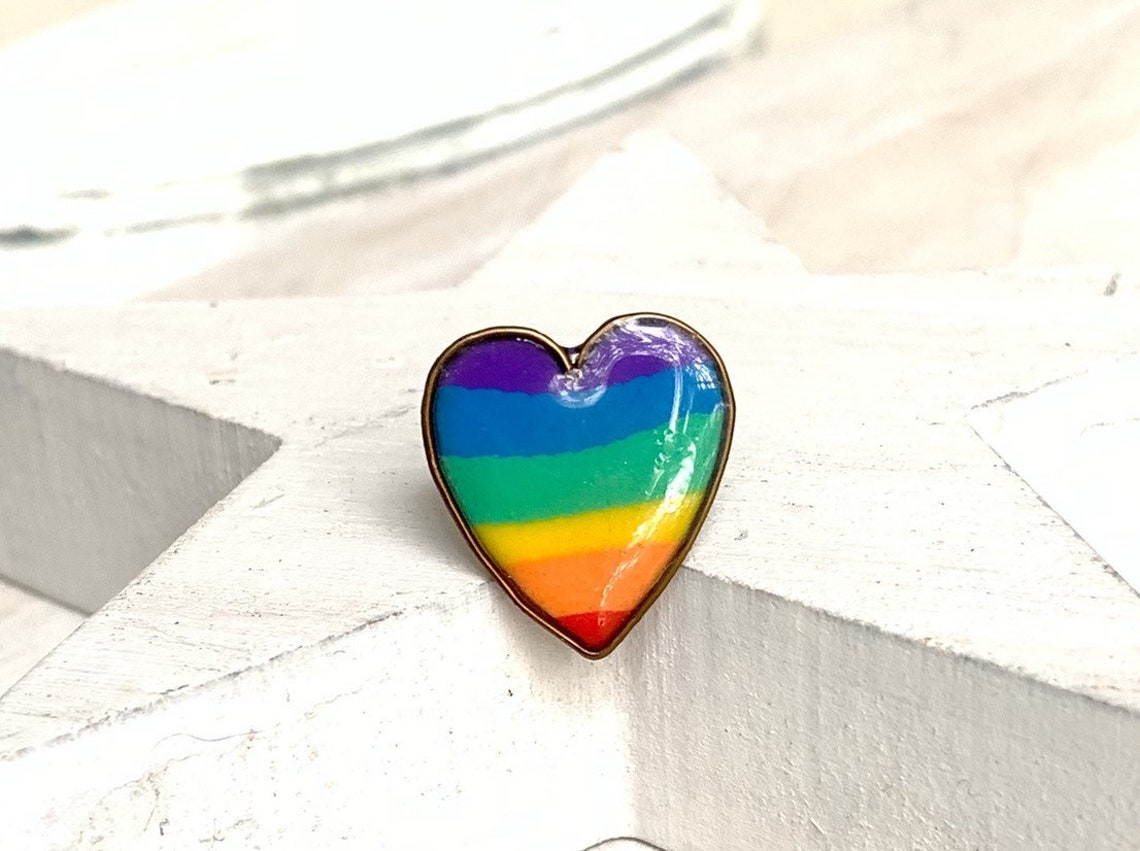 Pride Flag Heart Pin - Etsy