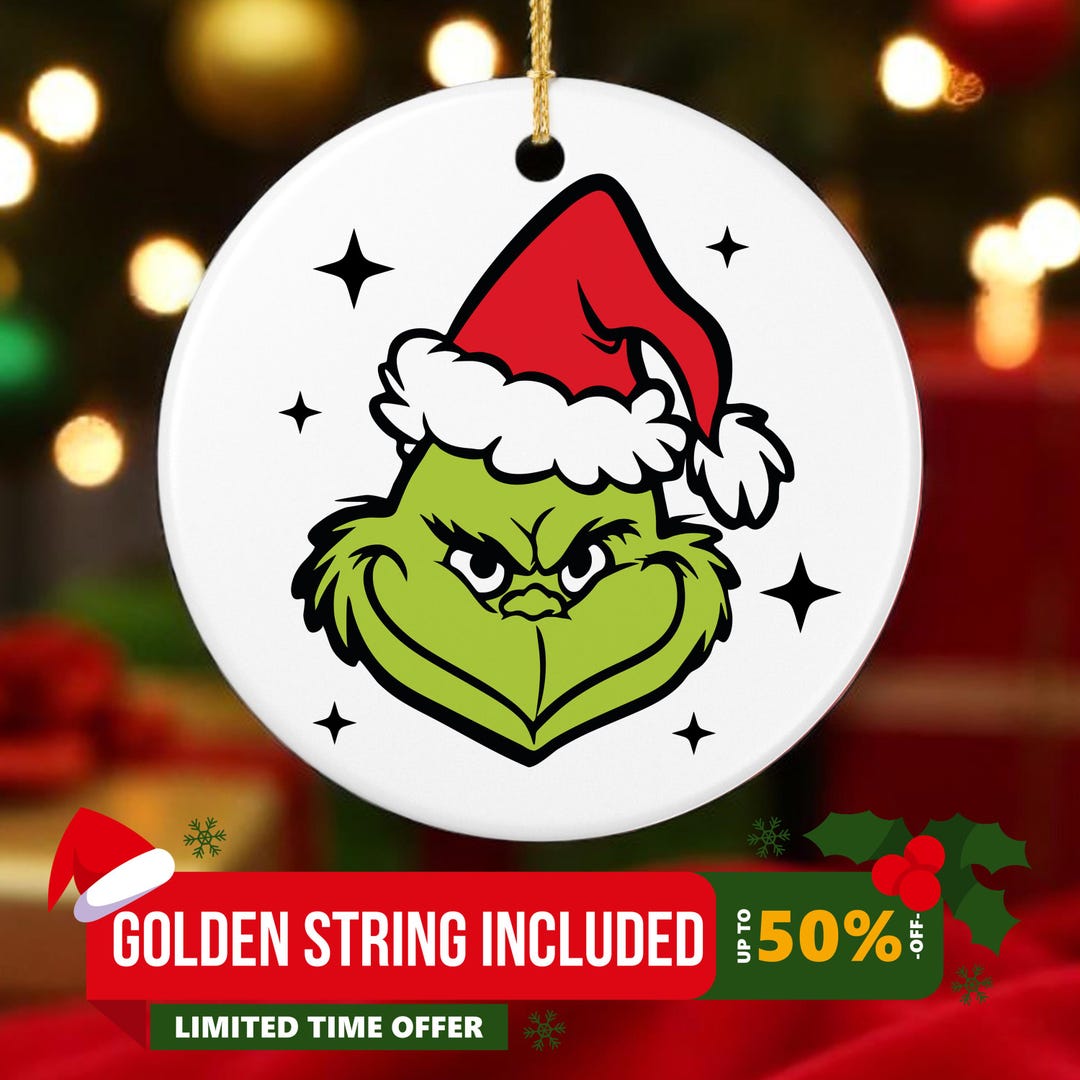 Whimsical Grinch Ceramic Ornament, Holiday Decor, Christmas Decoration ...
