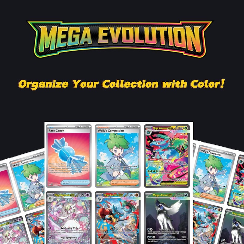 Mega Evolution Binder - Binder Pages Cards Mega Evolution With Checklist - Complete Sets (color ...