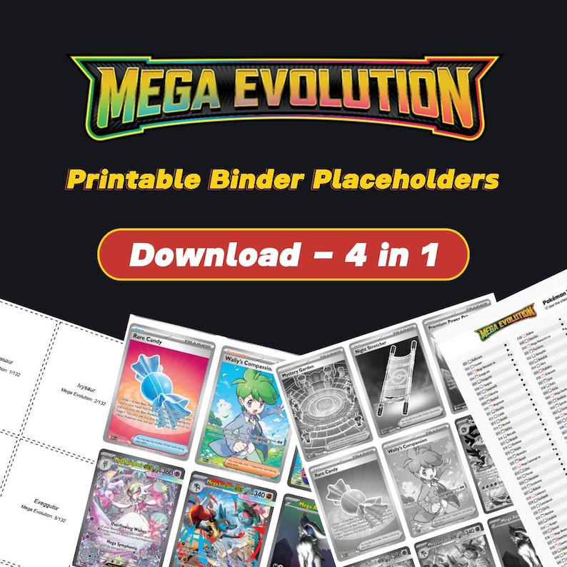 Mega Evolution Binder - Binder Pages Cards Mega Evolution With ...