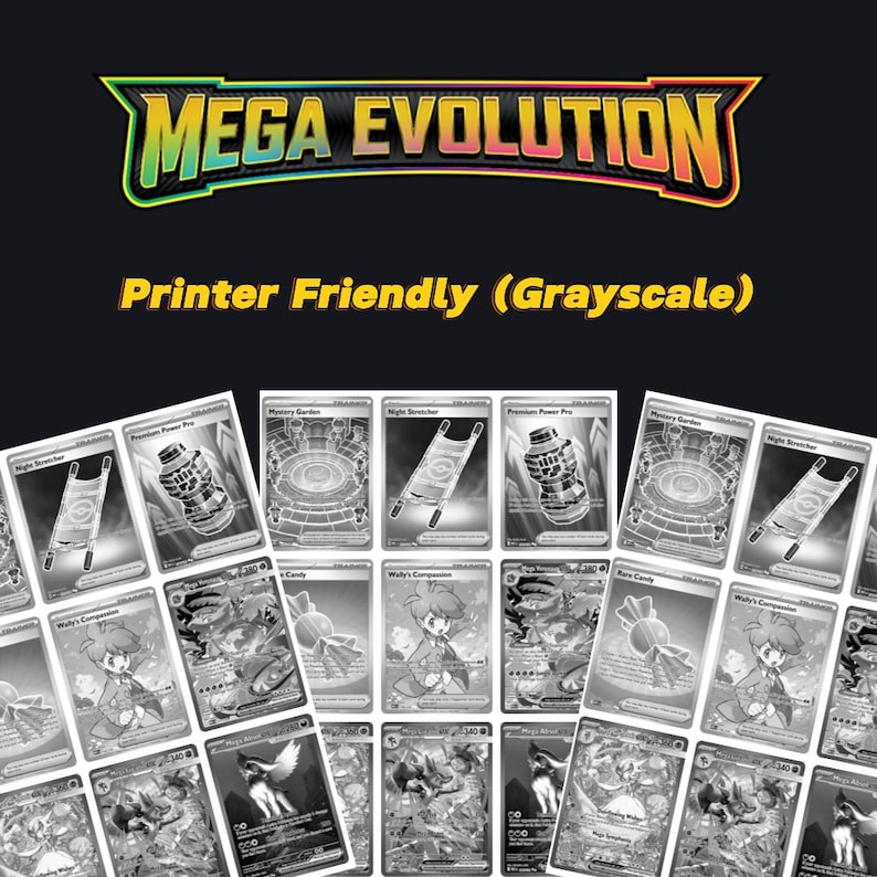 Mega Evolution Binder - Binder Pages Cards Mega Evolution With Checklist - Complete Sets (color ...
