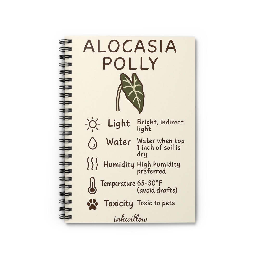 Alocasia Polly Care Spiral Notebook | Plant Lover Gift, Botanical ...