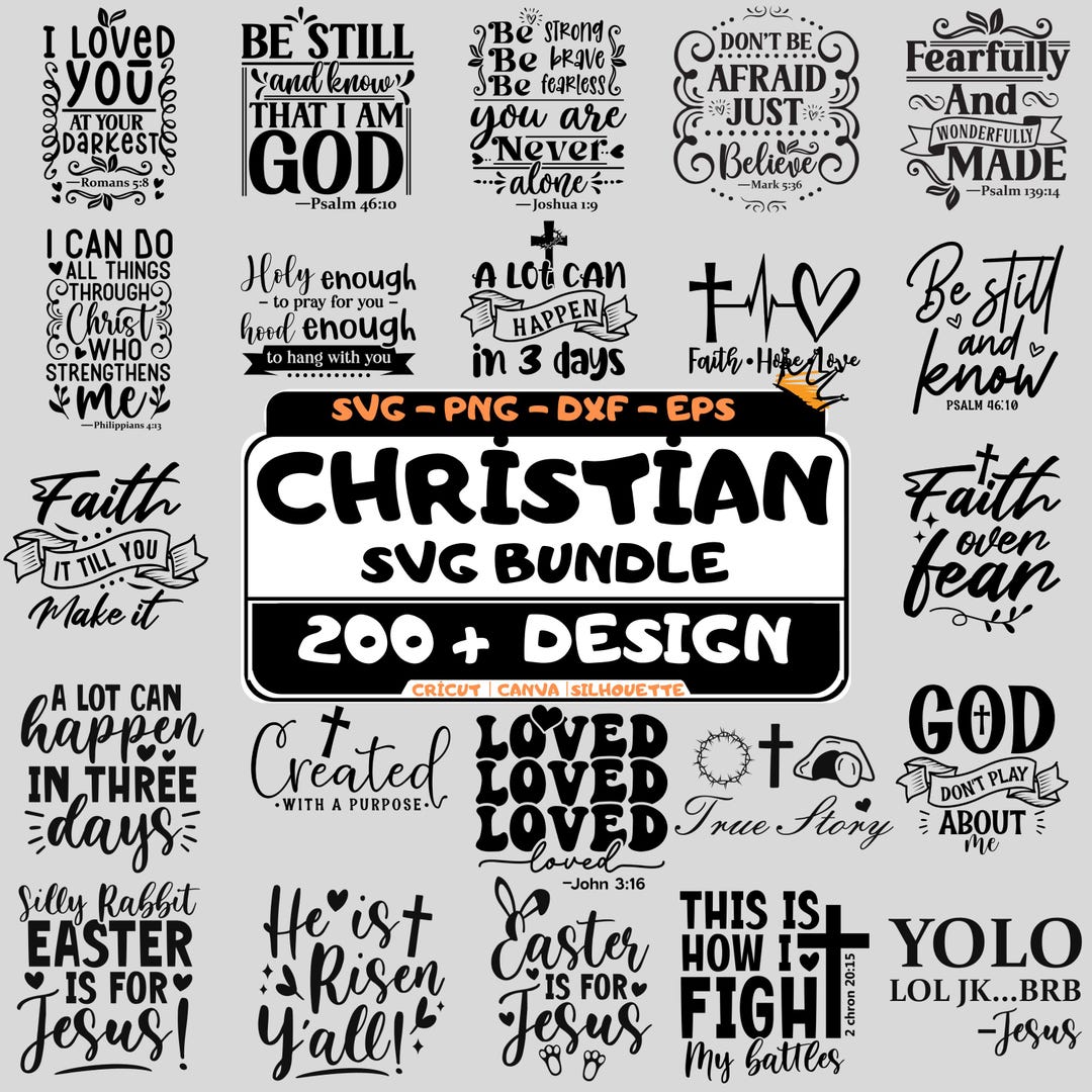 Mega Christian SVG Bundle | 200+ Bible Verse and Faith Quotes for ...