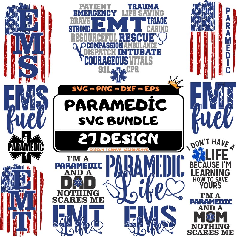 Paramedic SVG Bundle: 27 EMT, EMS Star of Life Designs (digital ...