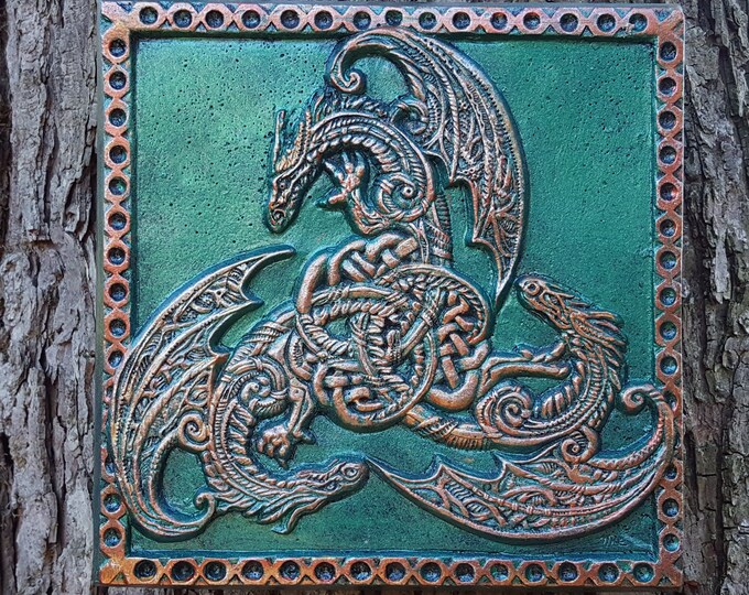 Celtic Dragons Sculpture Gift, Celtic Knot Three Dragons Art for Garden ...