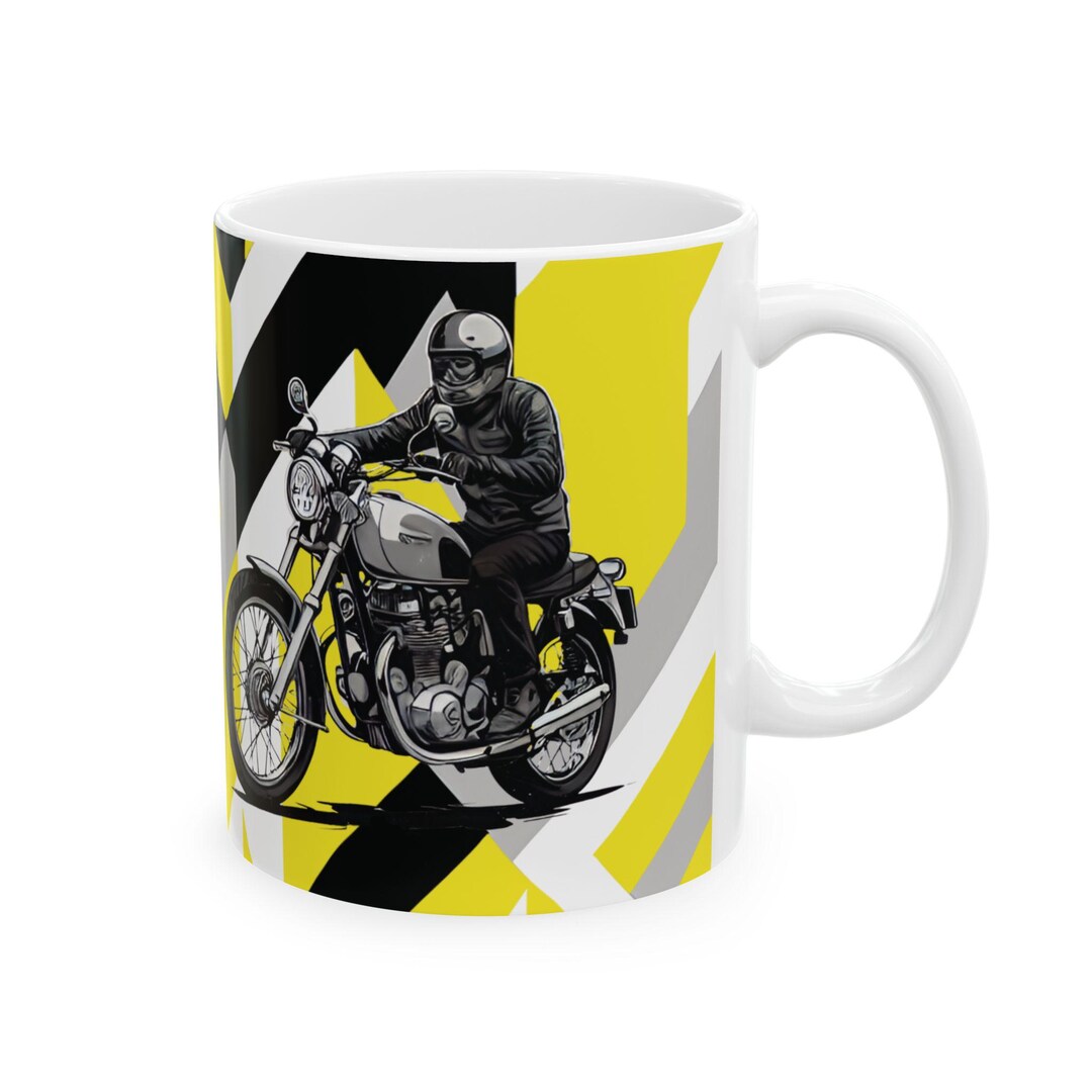 Biker Mug Gift Motorcycle Lover Coffee Cup, 11oz Ceramic, Rider ...