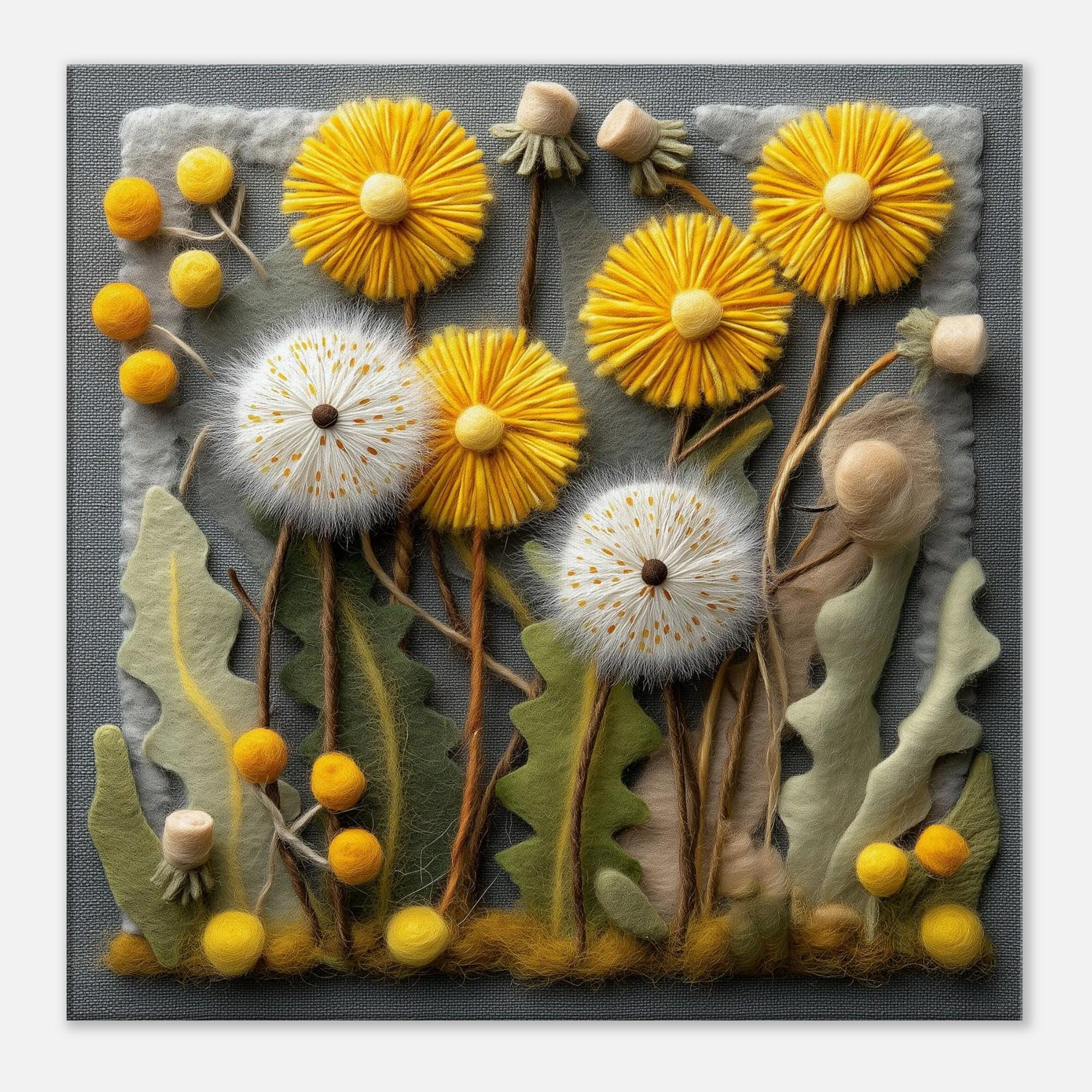 Dandelion Felt Artwork, Felt Artwork of Wool Dandelions, Textile Art ...