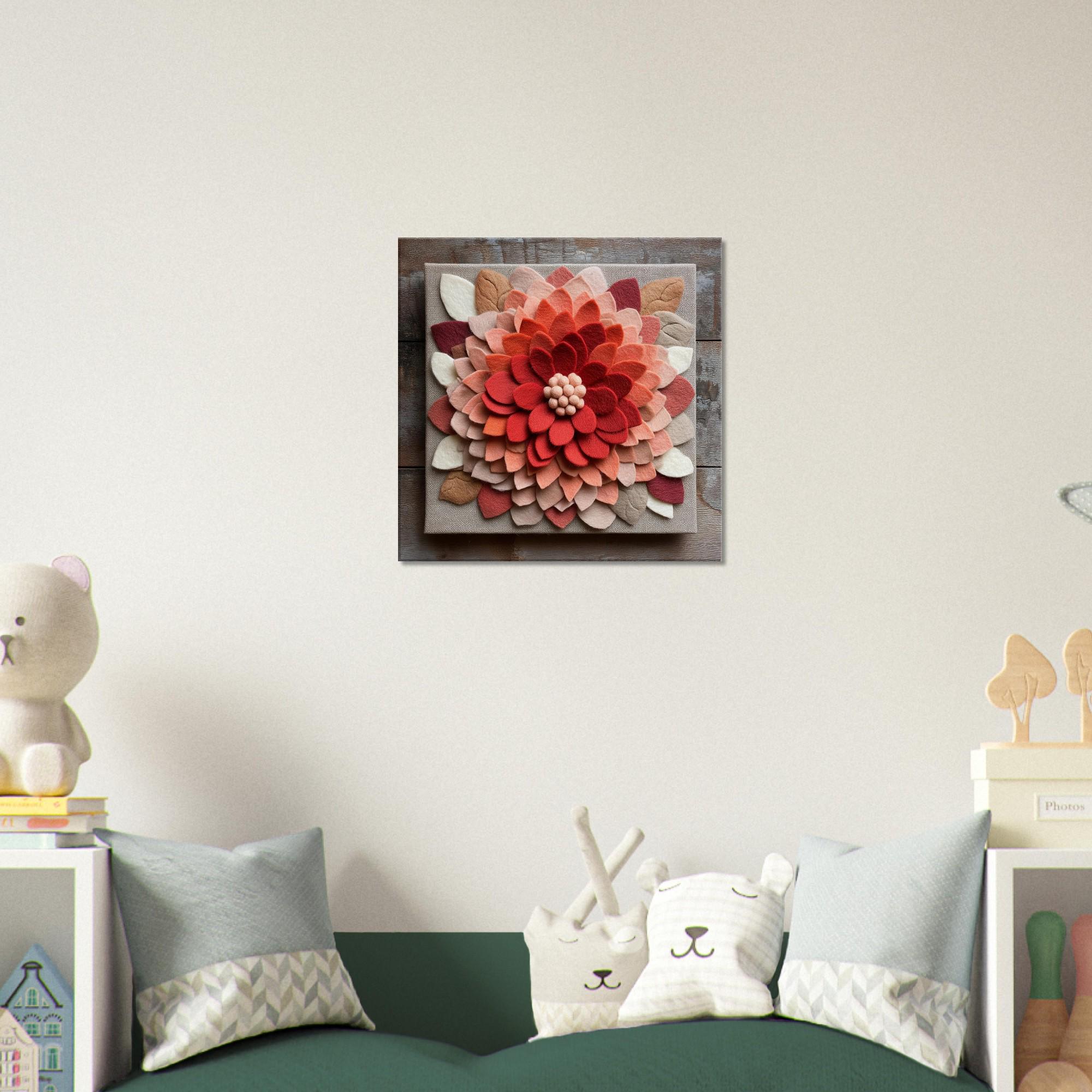 Warm Bloom Felt Art, Felt Artwork of a Layered Flower, Textile Art ...