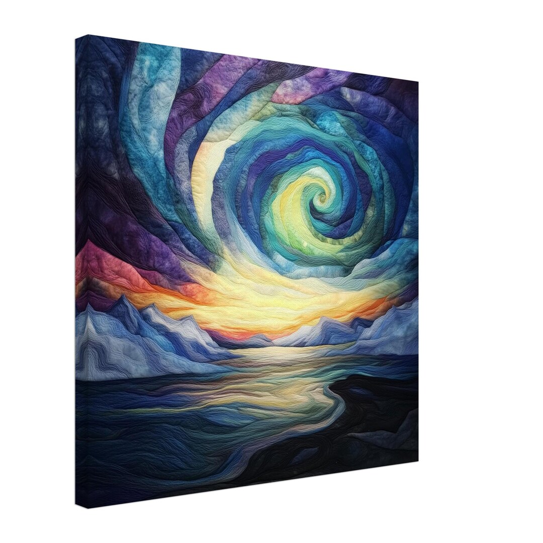 Whirlwind Landscape, Felt Artwork of Swirling Sky, Textile Art Canvas ...