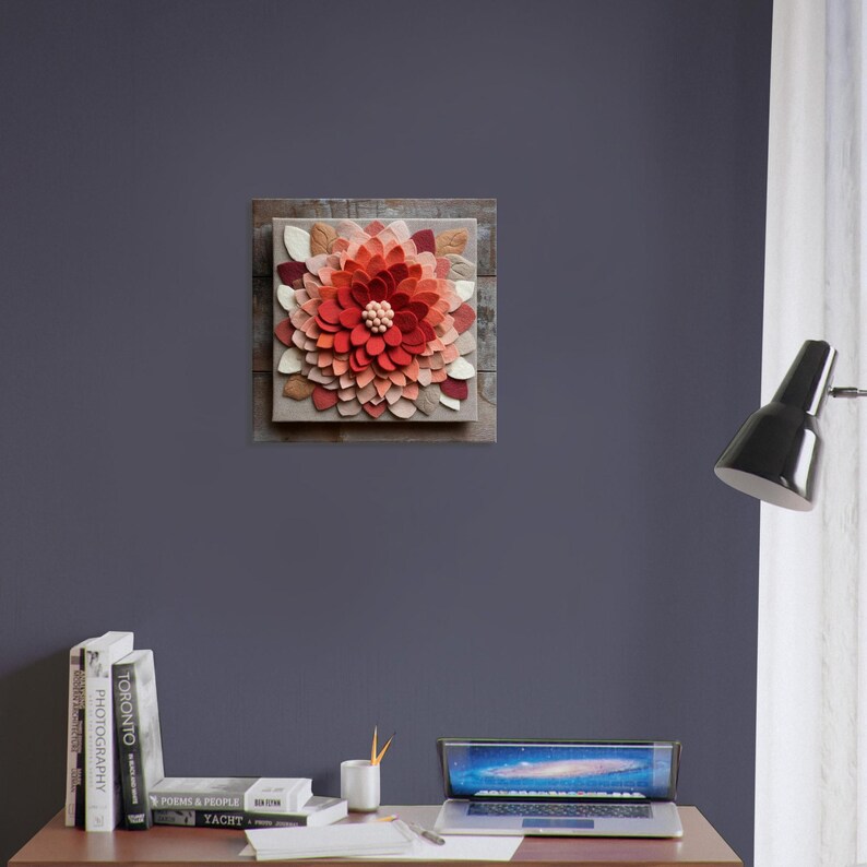 Warm Bloom Felt Art, Felt Artwork of a Layered Flower, Textile Art ...