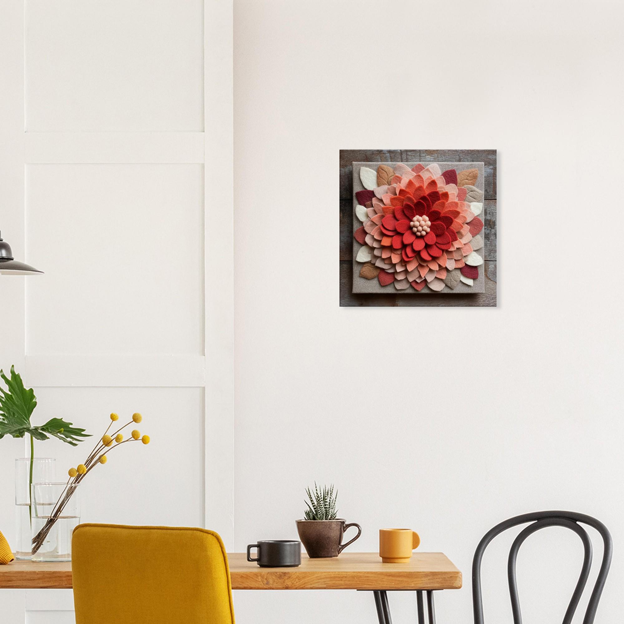 Warm Bloom Felt Art, Felt Artwork of a Layered Flower, Textile Art ...