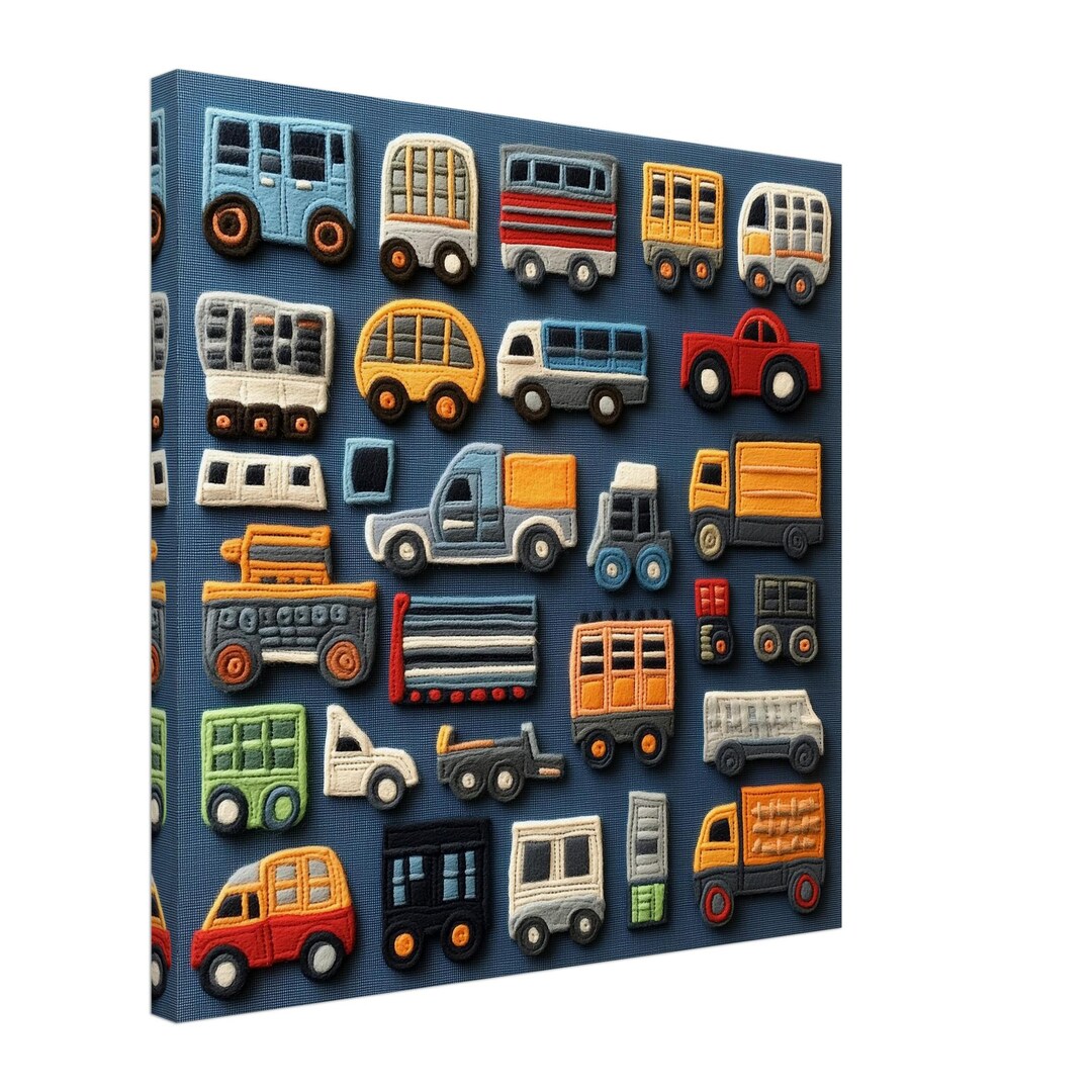 Transportation Collage, Felt Artwork of Assorted Vehicles, Textile Art ...
