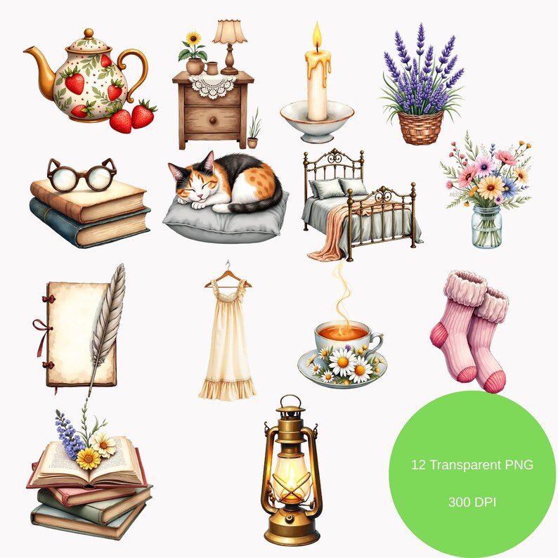 Bedtime Routine Clipart, Visual Schedule, Watercolor Graphics, Fun ...