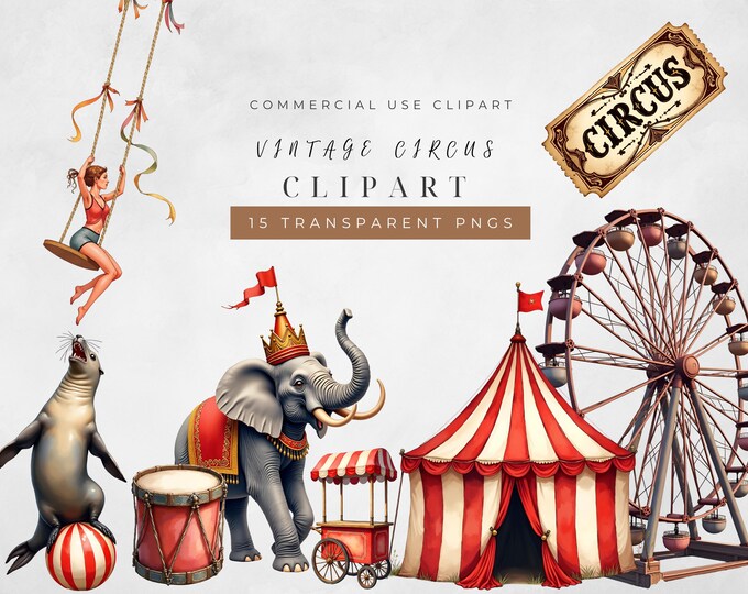 Circus Clipart, Carnival PNG Individual Images on Transparent ...