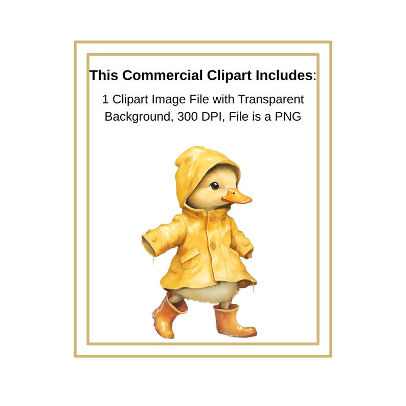 Rainy Day Duck Clipart, Cute Duck, Spring Weather, Digital Download for ...