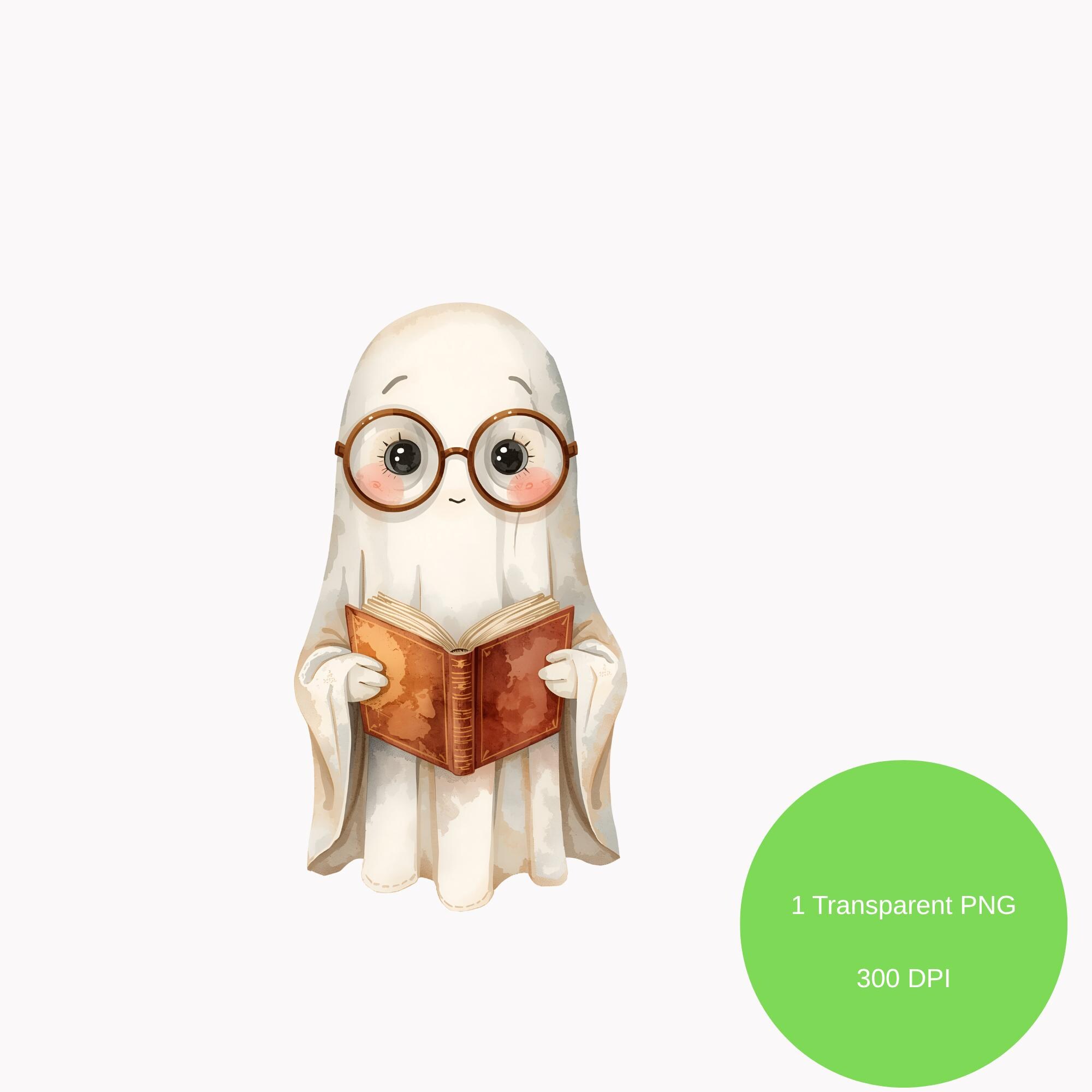 Bookish Ghost Clipart, Halloween Reading Ghost PNG (digital Download ...