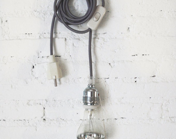 Textile Cable Lamp With Switch and Plug Grey - Etsy