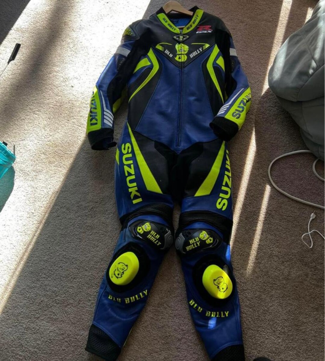Suzuki Leather Racing Riding Suit - Motorbike Suzuki Track Racing Suit ...