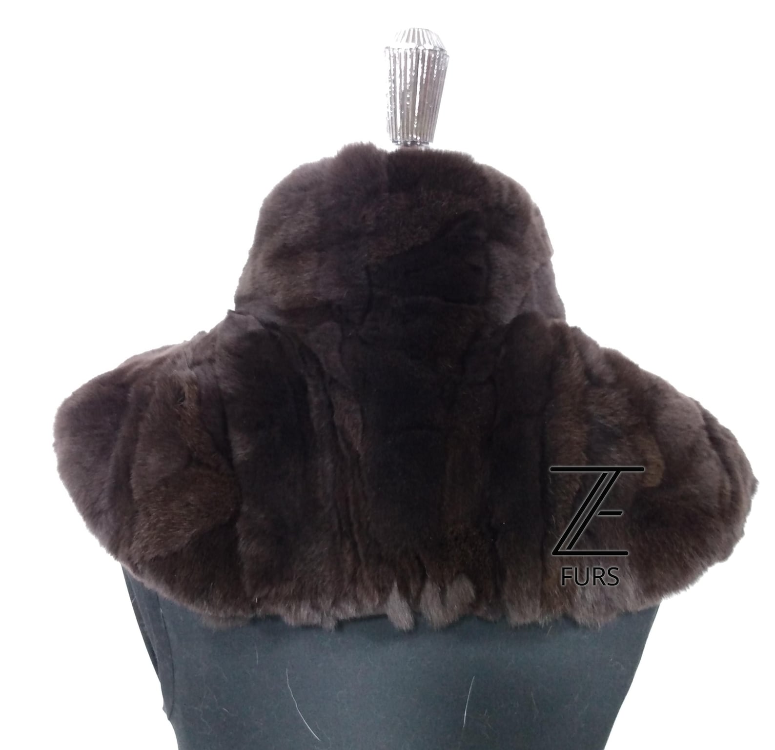 Real Rex Rabbit Fur Neck Style Collar in Brown Color. Handmade. Luxury ...