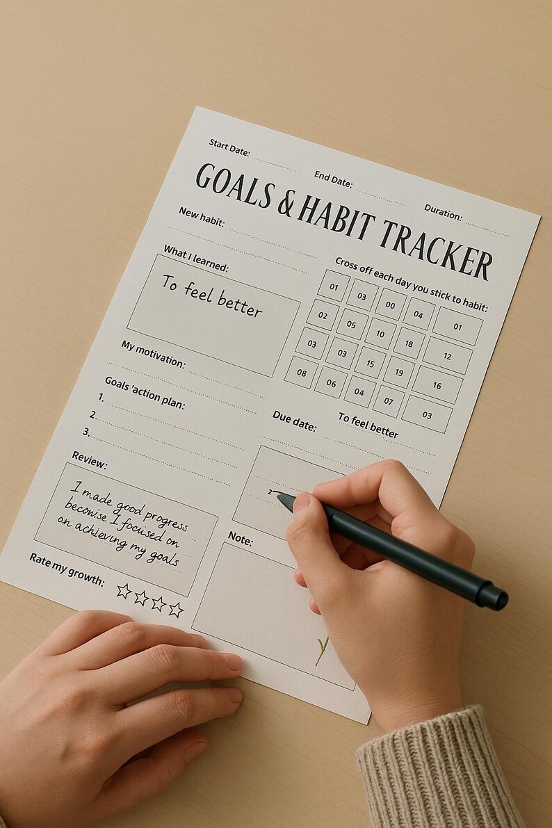 Minimalist Goals & Habit Tracker | Printable Daily Planner PDF | Self ...